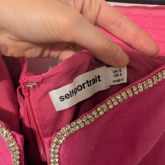 Self-Portrait | Dresses | Self Portrait Fuschia Neon Pink Diamante Off ...